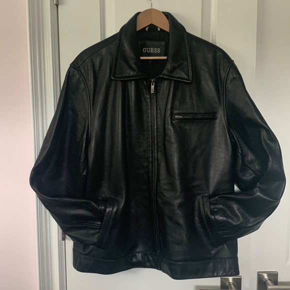 Guess | Jackets & Coats | Worn Once Mens Guess Leather Jacket | Poshmark